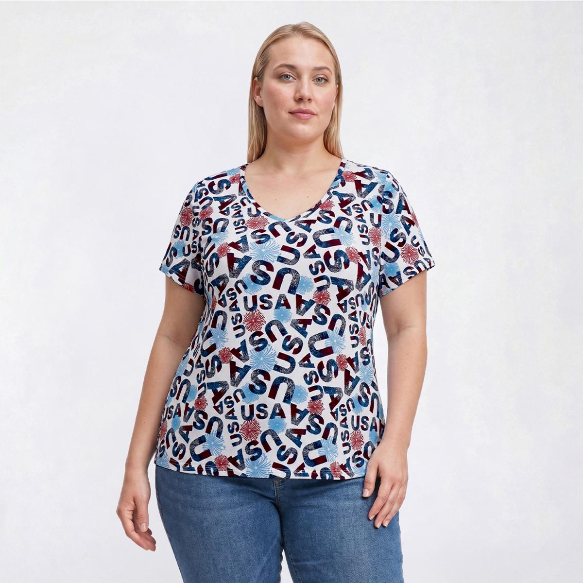 Click here for Plus Size Runway Ready Americana USA Short Sleeve... prices
